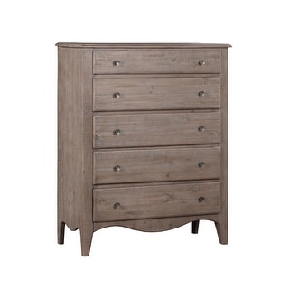 53 Inch Smith Solid Pine Wood Modern 5 Drawer Tall Chest Dresser, Brown ...