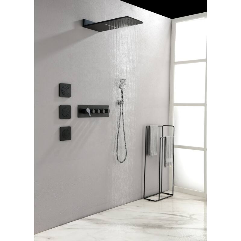Wall Mounted Waterfall Rain Shower System - Overstock - 35229003