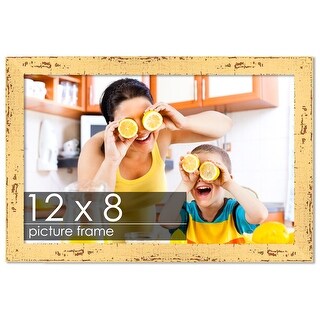 12x8 Shabby Chic / Farmhouse Yellow Wood Picture Frame - UV Acrylic ...