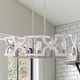 35" Wood Modern Farmhouse Kitchen Island Chandeliers 5-Light Linear ...