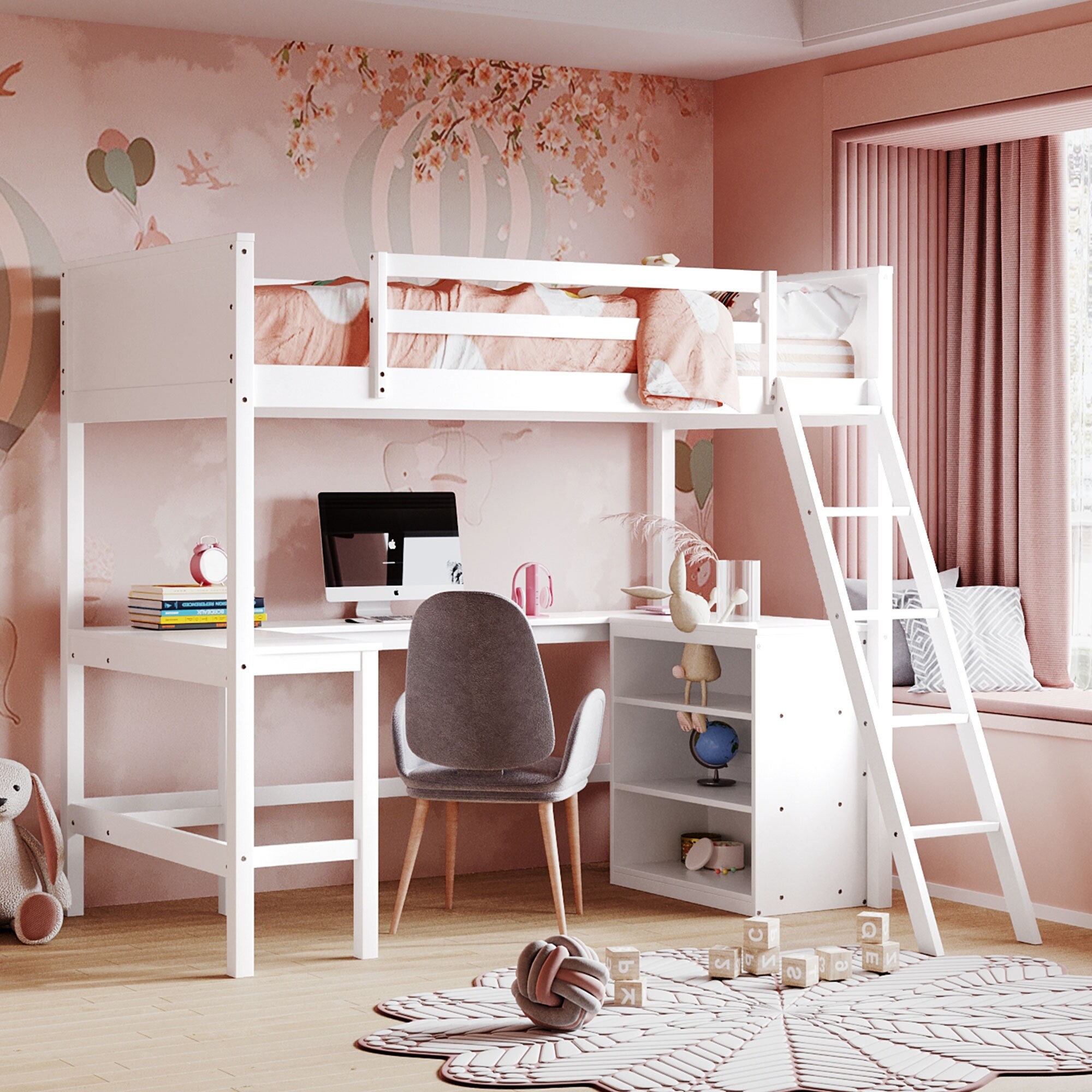 Loft bed wood twin store