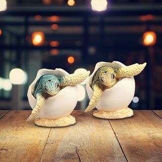 ICE ARMOR 3"W Green and Blue Sea Turtle in Egg 2 PC Set Figurine - Bed ...