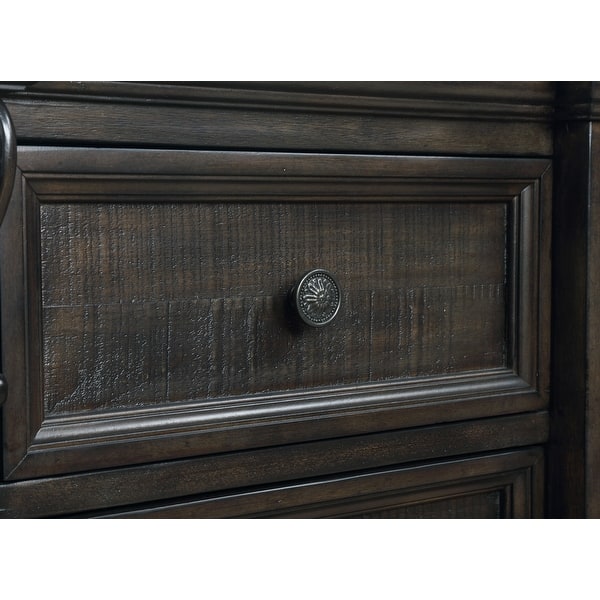 Roundhill Furniture Farson Distressed Dark Walnut Finish Wood 5-Drawer Chest - Bed Bath & Beyond ...