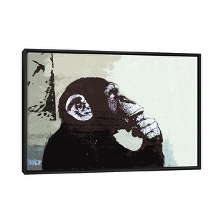 iCanvas "The Thinker Monkey" by Unknown Artist Framed Canvas Print ...