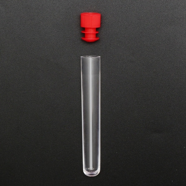 20 Pcs Centrifuge Test Tubes Round Bottom Polystyrene with Red Cap 12 x ...