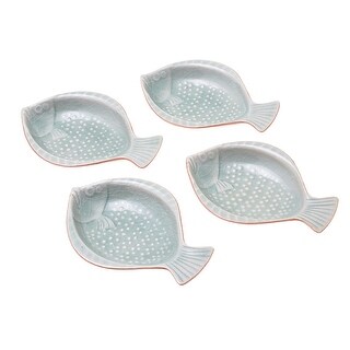 Novica Handmade Spotted Swimmers Ceramic Appetizer Dishes (Set Of 4 ...