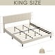 Metal Support Rail Bed Frame w/ Headboard & Wooden Slats,Beige - King ...