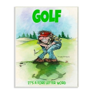 Stupell Fore Letter Word Funny Golf Cartoon Sports Design Wood Wall Art ...