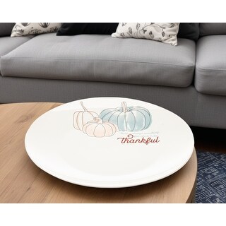 HomeRoots 10" White Round Porcelain China Harvest Serving Tray - Bed ...