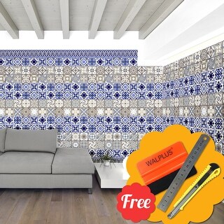 Walplus Grand Tile Stickers Peel and Stick Wallpaper Mix 24pcs 8"x8 ...