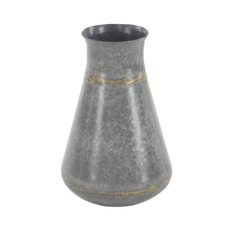 Rustic Style Grey Metal Vase 8"W 12"H - Overstock - 20460463