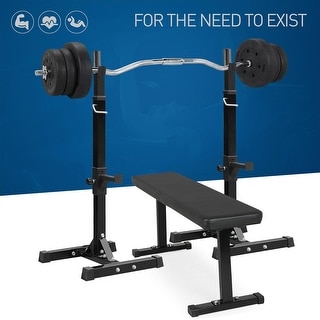 Yaheetech Pair of Standard Adjustable Portable Power Weight Rack - Bed ...