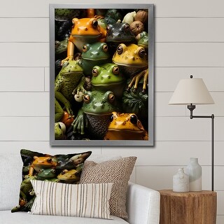 Designart "Toads Family" Frogs & Toads Framed Canvas Print - Bed Bath ...