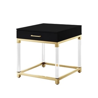 24" Gold and Black End Table with Drawer - Bed Bath & Beyond - 39865527