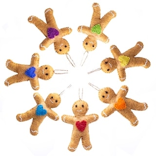 Rainbow Ginger Friends Collection Handmade Felt Ornaments, Set of 7 ...