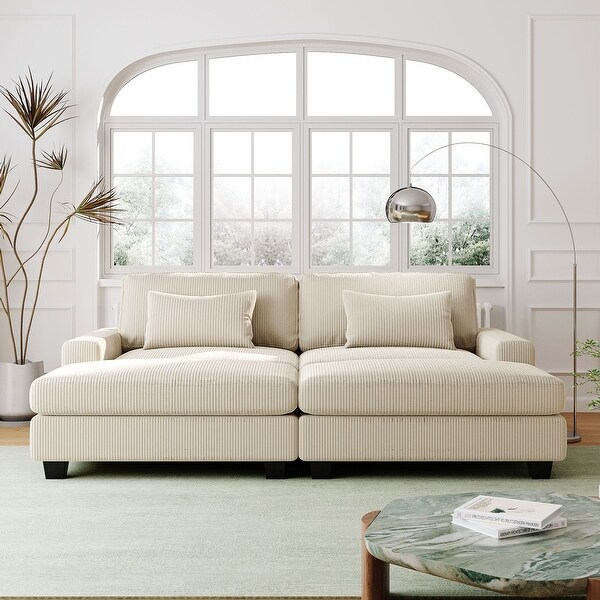 Elegant Loveseat Sofa Couch with Lumbar Support Removable Cushions 2 Pillows Detachable Ottomans for Living Room and Office Bed Bath Beyond 40875534