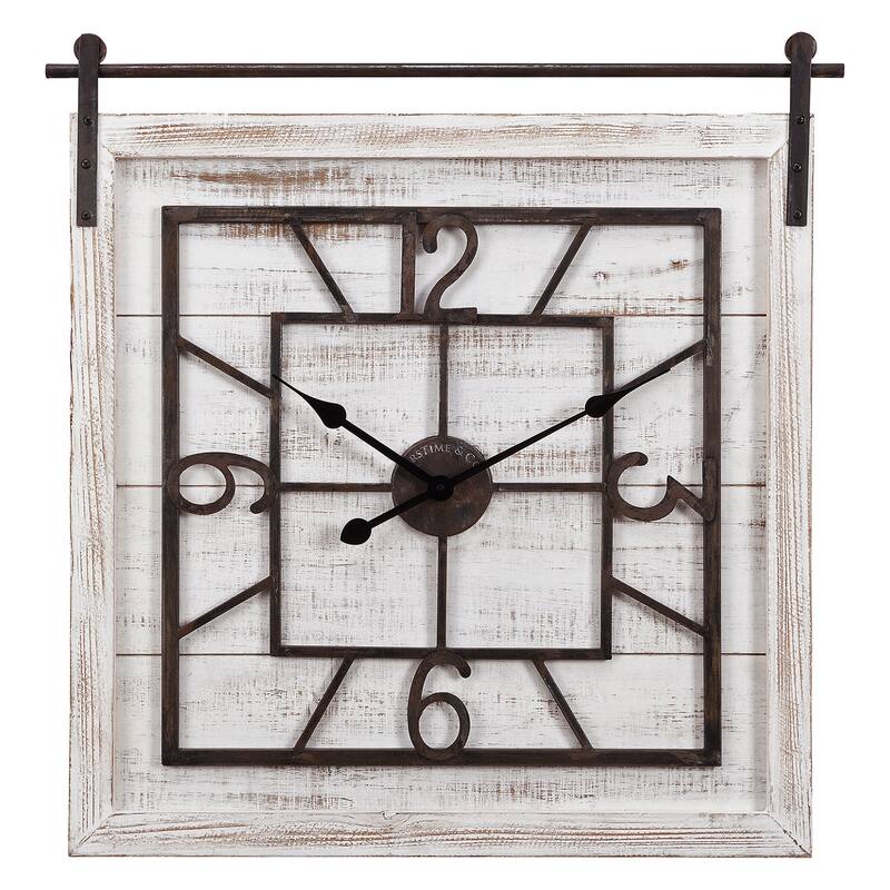 FirsTime & Co. White Townsend Farmhouse Barn Door Wall Clock, Wood ...