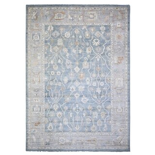 Shahbanu Rugs Cadet Gray Pure Wool Hand Knotted Natural Dyes Afghan ...