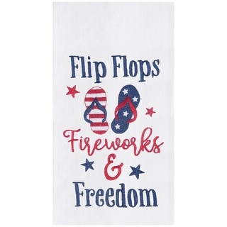 Flip Flops, Fireworks Embroidered Cotton Flour Sack Kitchen Towel - Bed ...