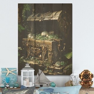 Designart "Sea Robber Hidden Treasures Chest" Pirate Wood Wall Decor ...