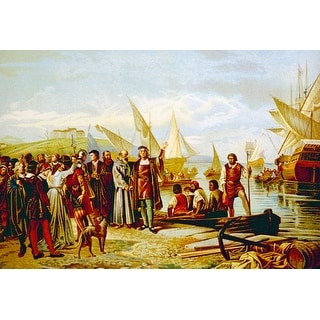 Christopher Columbus Embarkation And Departure From The Port Of Palos ...
