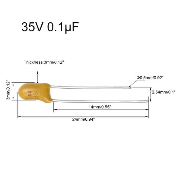 0.1uF Tantalum Capacitor, 35V 2 Pin Radial Dipped Tantalum Bead ...