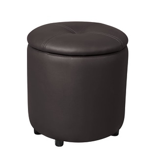 Storage Ottoman, Round Storage Bench for Bedroom and Hallway, Faux ...