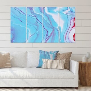 Designart "Liquid Ink Art In Shades Of Light Blue VI" Modern Canvas ...