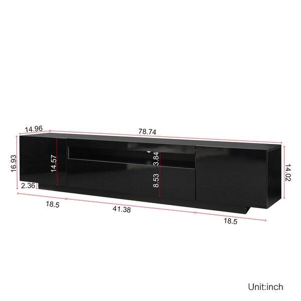78''L Modern 2 Side Doors TV Stand RGB LED Lights&Multi-Storage TV ...