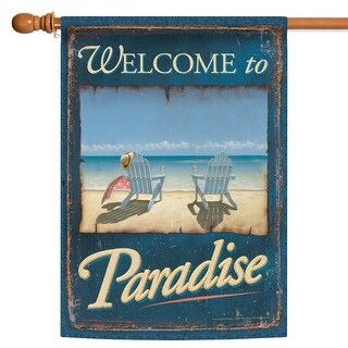 Blue and Beige Beach Paradise Outdoor House Flag 40" x 28" - Bed Bath ...
