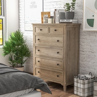 Furniture of America Banister Rustic Warm Gray 5-drawer Chest - Bed ...