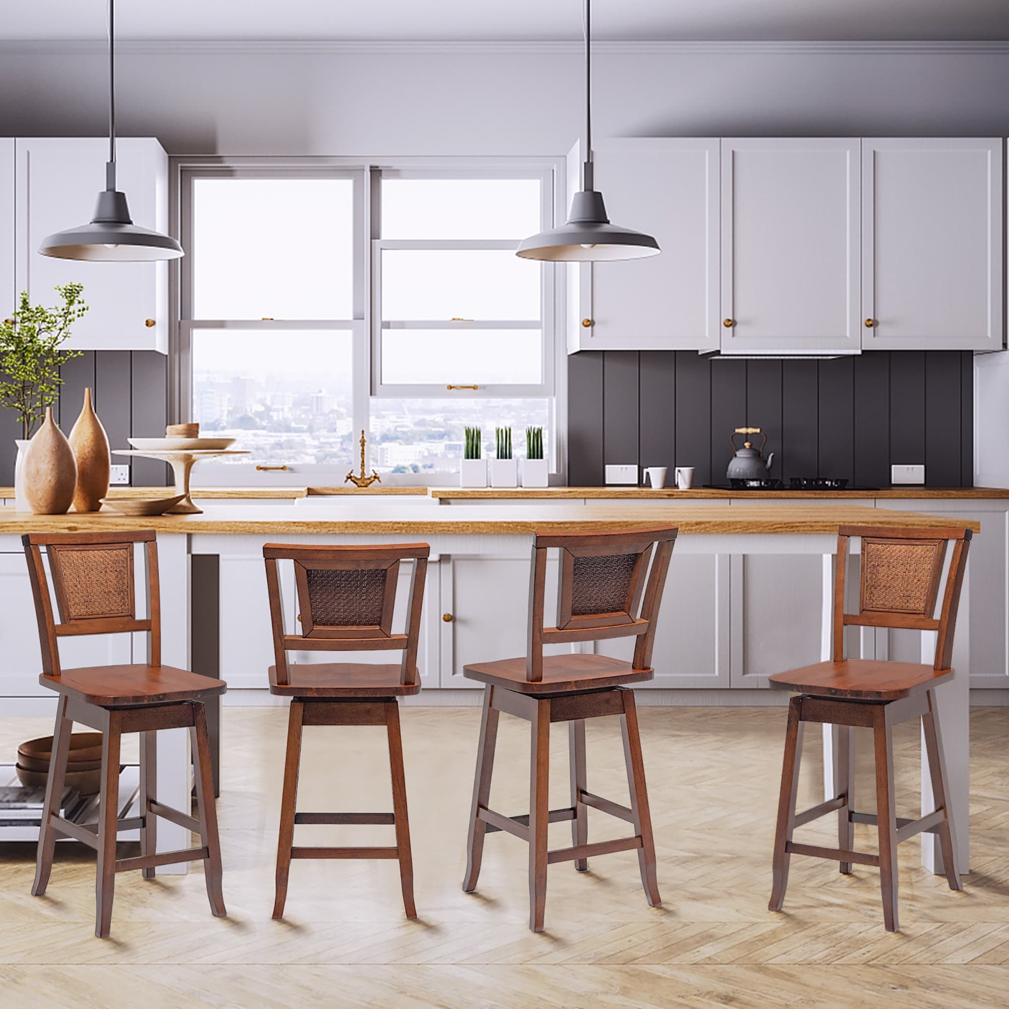 2/4PCS 24.5'' Low-Back Bar Stool Industrial Counter Height Chair Stool ...