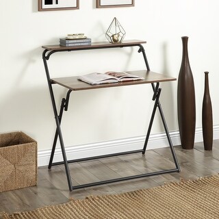Home Office Folding Desk , 2-Tier Small Computer Desk with Shelf ,No ...