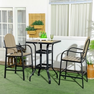 Outsunny 3 Piece Patio Bar Set, Outdoor High Top Table and Chairs Set ...