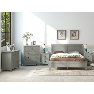Gray Solid Wood Bedroom Sets,(bed,nightstand,chest,dresser) - Bed Bath ...