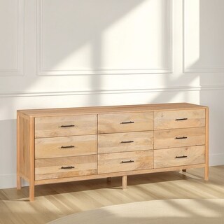 Geti Dresser 9 Drawers, 84 Inch Wide, Handcrafted Natural Oak White ...