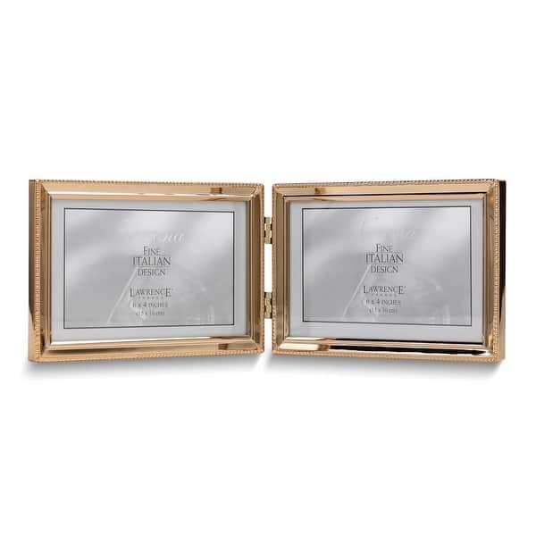 Curata Gold-Tone Landscape Hinged Polished Beaded 6x4 Double Photo ...