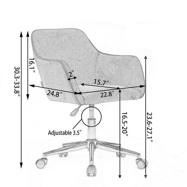 Velvet Adjustable Height Home Office Swivel Chair with Universal Wheel ...