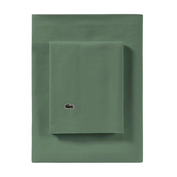Lacoste Percale Cotton Solid Sheet Set with Pillowcase - Bed Bath ...