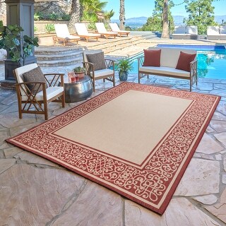 Gertmenian Paseo Tedo Red Transitional Scroll Boarder Indoor/ Outdoor ...