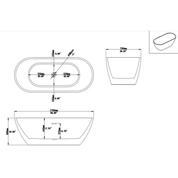 67 inches Acrylic Freestanding Soaking Bathtub - 67 inches - Bed Bath ...