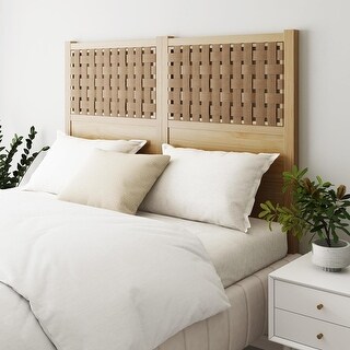 Scandinavian Brushed Finish and Faux Leather Weave Headboard - Bed Bath ...