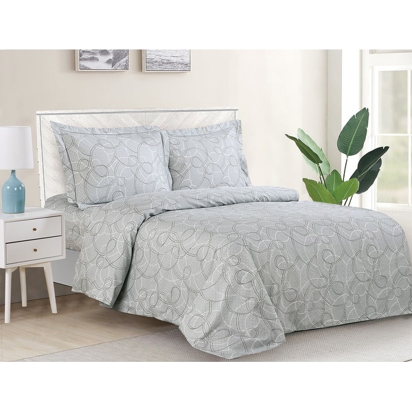 light grey patterned bedding