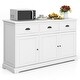Gymax 3 Drawers Sideboard Buffet Cabinet Console Table Kitchen Storage ...