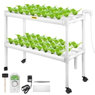 VEVOR White PVC-U Hydroponics Growing System with Water Pump Timer Nest ...