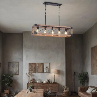 5 Light Chandelier with Solid Wood for Kitchen (No Bulb) - Bed Bath ...