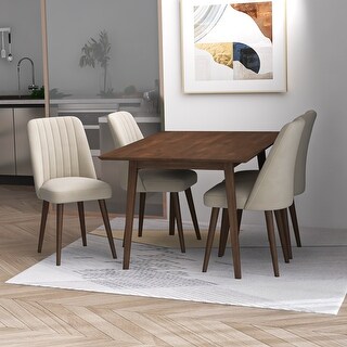 Amari 5-Piece Mid-Century Dining Set with 4 Velvet Dining Chairs in ...