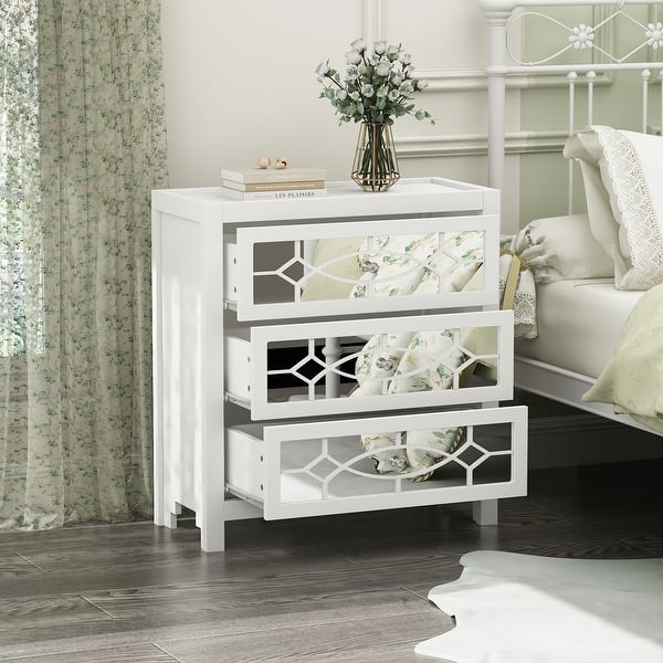 End Table Nightstand Bedside Table Mirrored Cutout Chest Beside Table ...