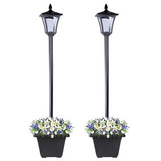 2Pcs 63Inch LED Solar Post Light with Planter - On Sale - Bed Bath ...