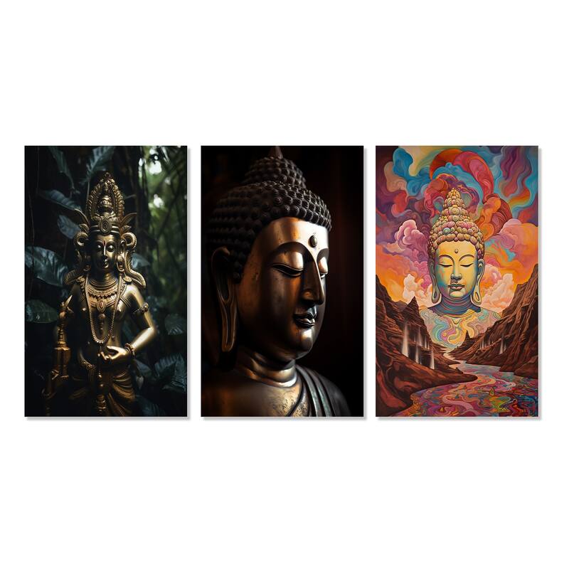 Designart "Golden Hindu God Statue In The Jungle" Hinduisim Wall Art ...